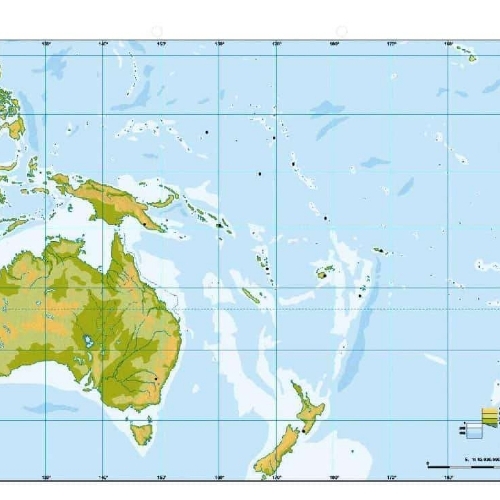 Relieve y hidrografía de Oceanía.